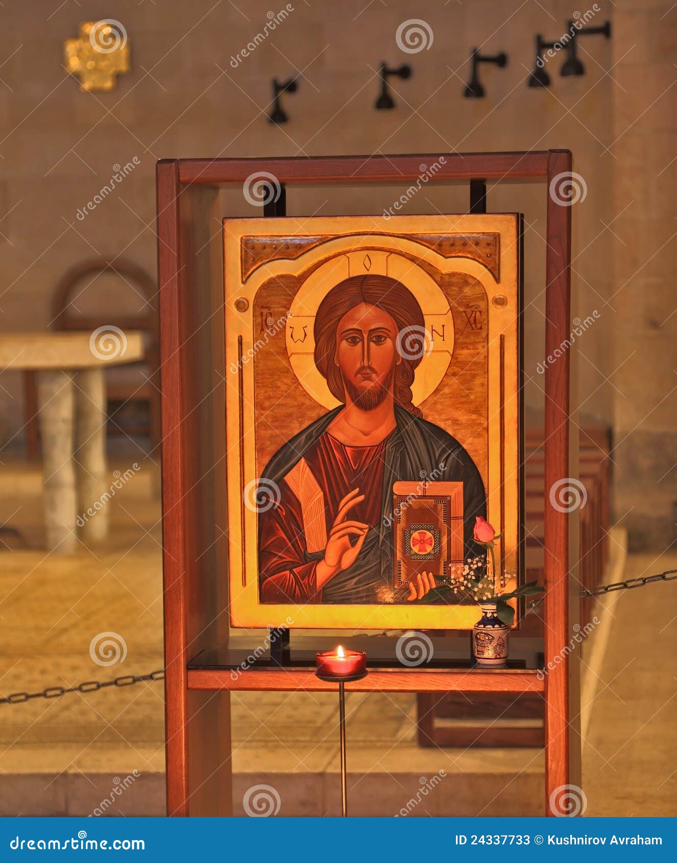 Magnificent Icon of Jesus Christ Stock Image - Image of wall, cross ...
