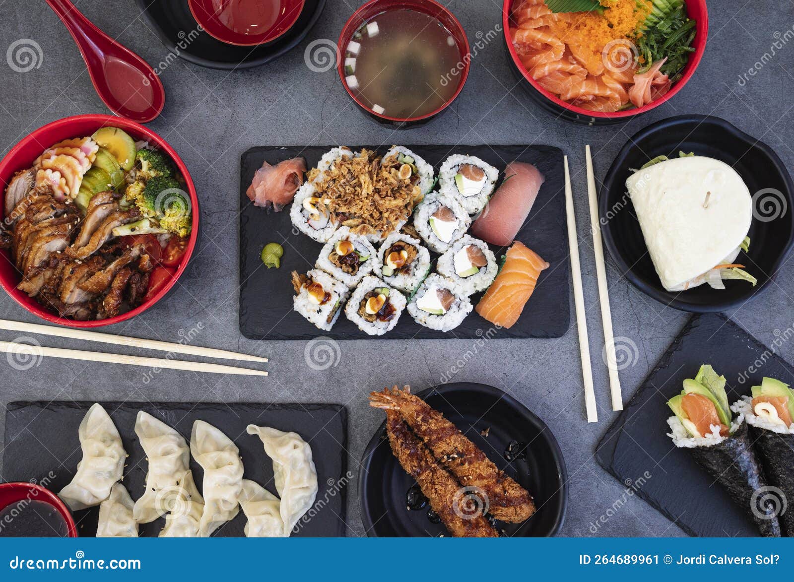 Magnificent Japanese Dishes Lie on the Table in a Restaurant Stock ...