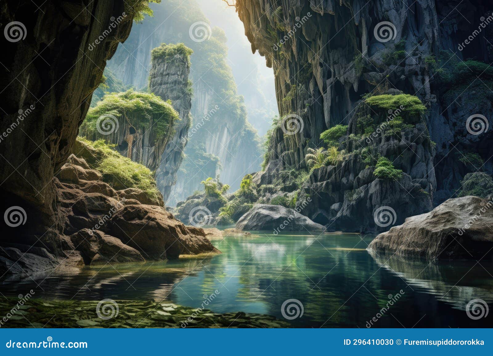Magnificent Karst Landscape with Caves Stock Illustration ...