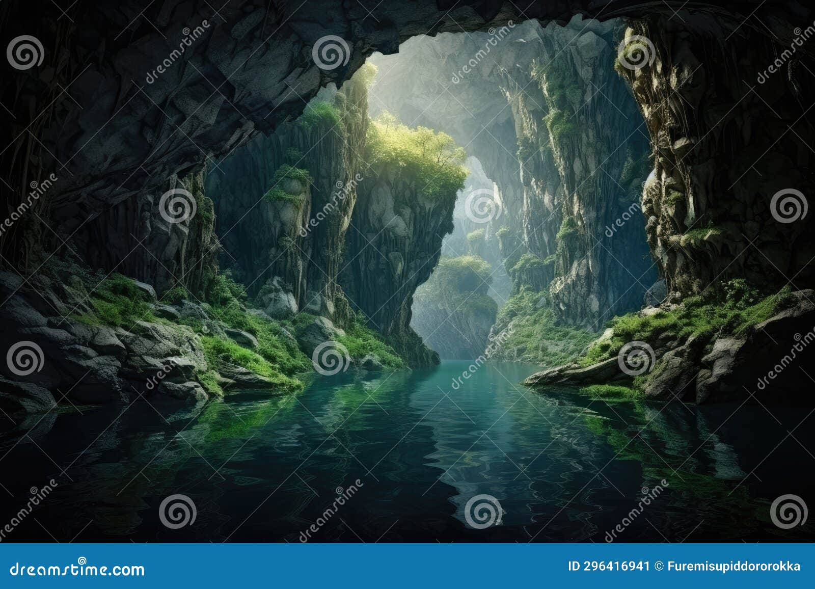 Magnificent Karst Landscape with Caves Stock Illustration ...