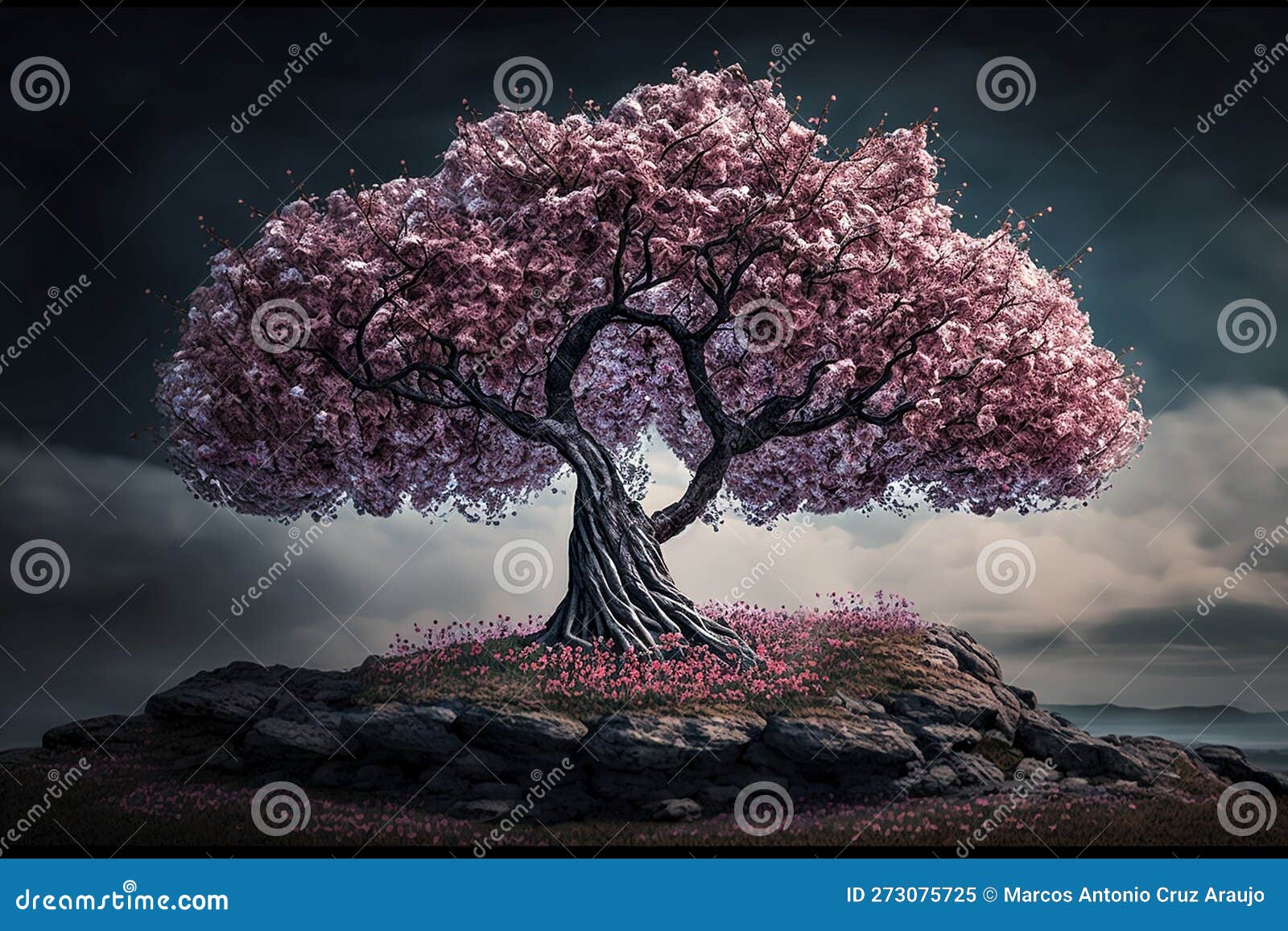 Magnificent Landscape with Cherry Tree , Generated by AI Stock ...