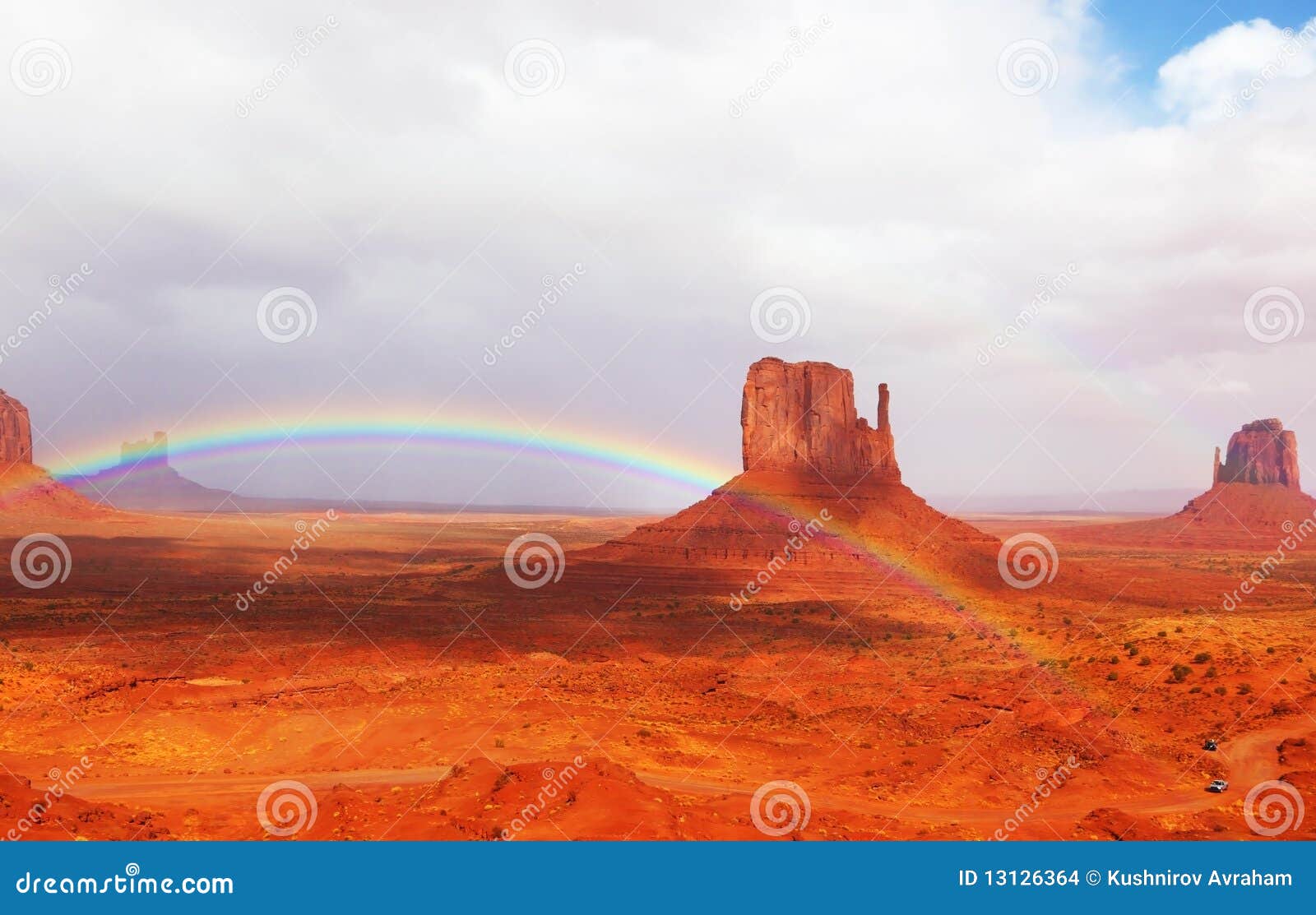 Magnificent Rainbow in Monuments Valley Stock Photo - Image of cliff ...