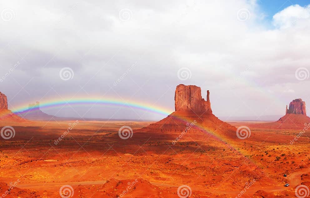 Magnificent Rainbow in Monuments Valley Stock Photo - Image of cliff ...