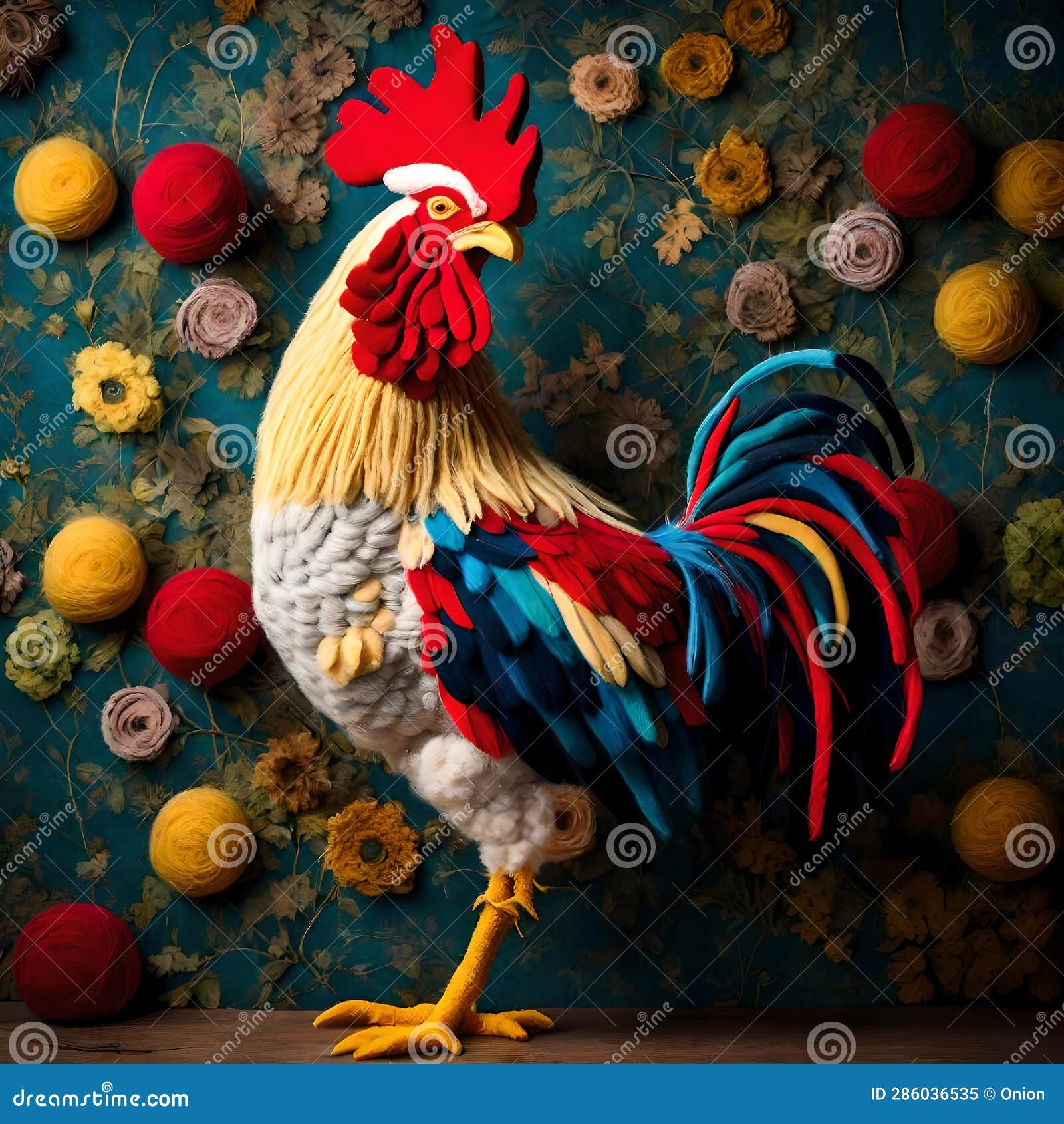 Magnificent Rooster In Side View Standing On Ane Leg Vector ...