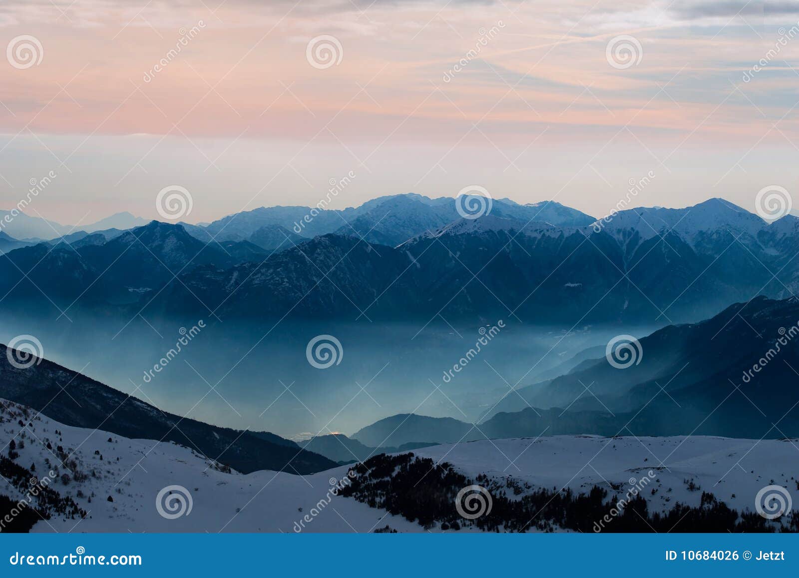 Magnificent Snowy Mountains at Sunset Stock Photo - Image of observing ...