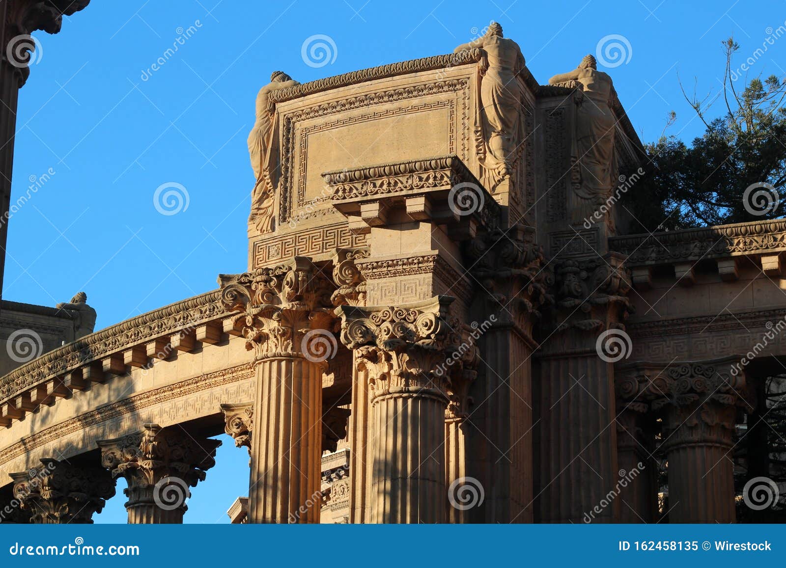 Magnificent Statues and Columns of an Old Building Stock Image - Image ...