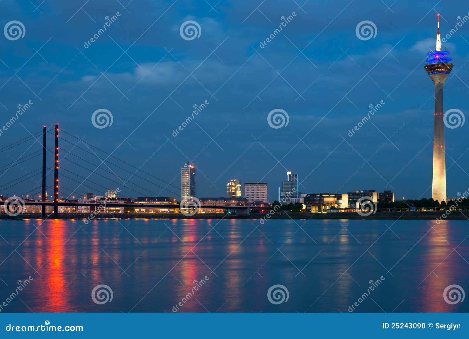Magnificent View of Night Dusseldorf Stock Photo - Image of cityscape ...