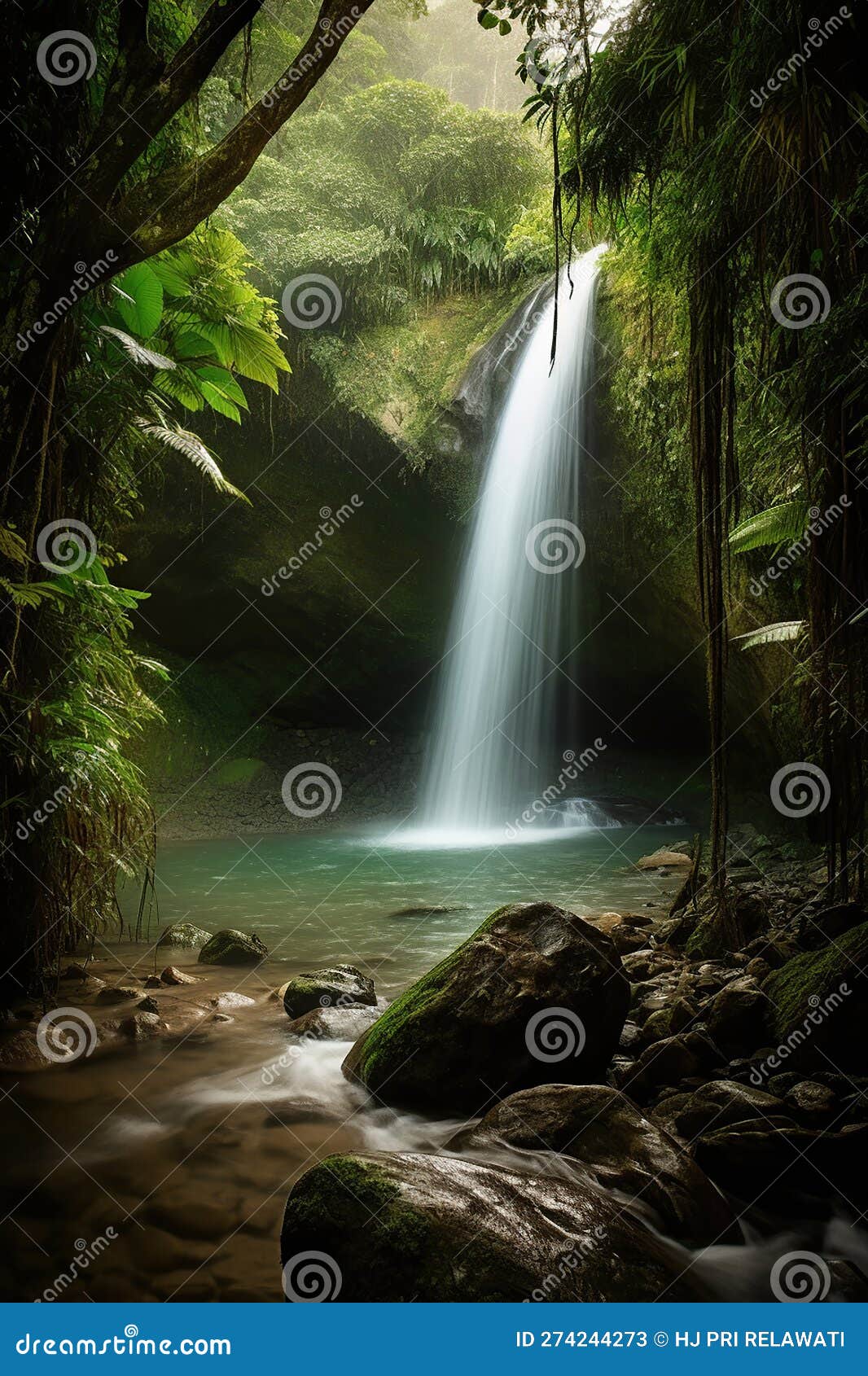The Magnificent Waterfall Cascades Down from the Steep Cliffs and ...
