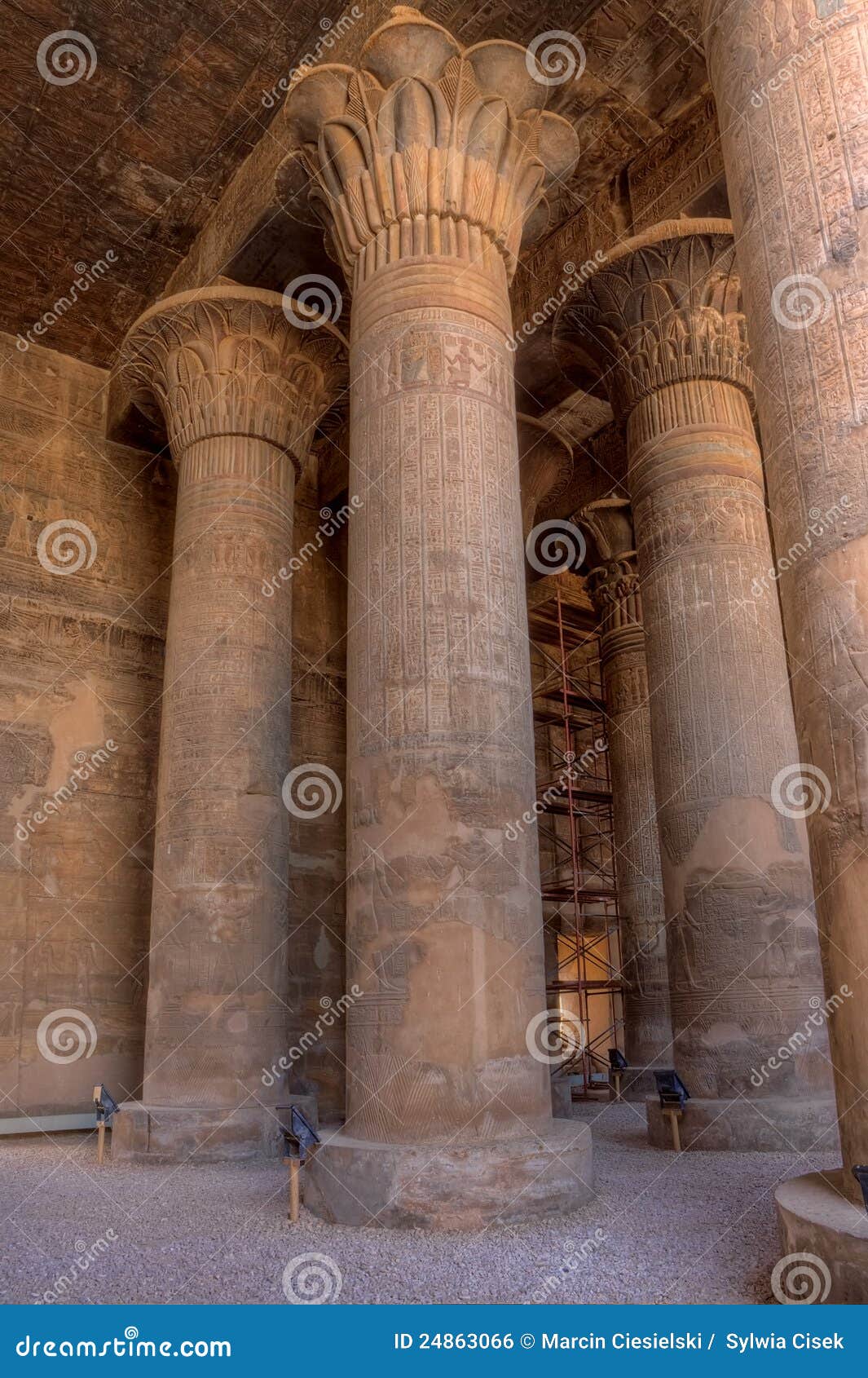 Magnificient Tall Columns in Khnum Temple,Egypt Stock Photo - Image of ...