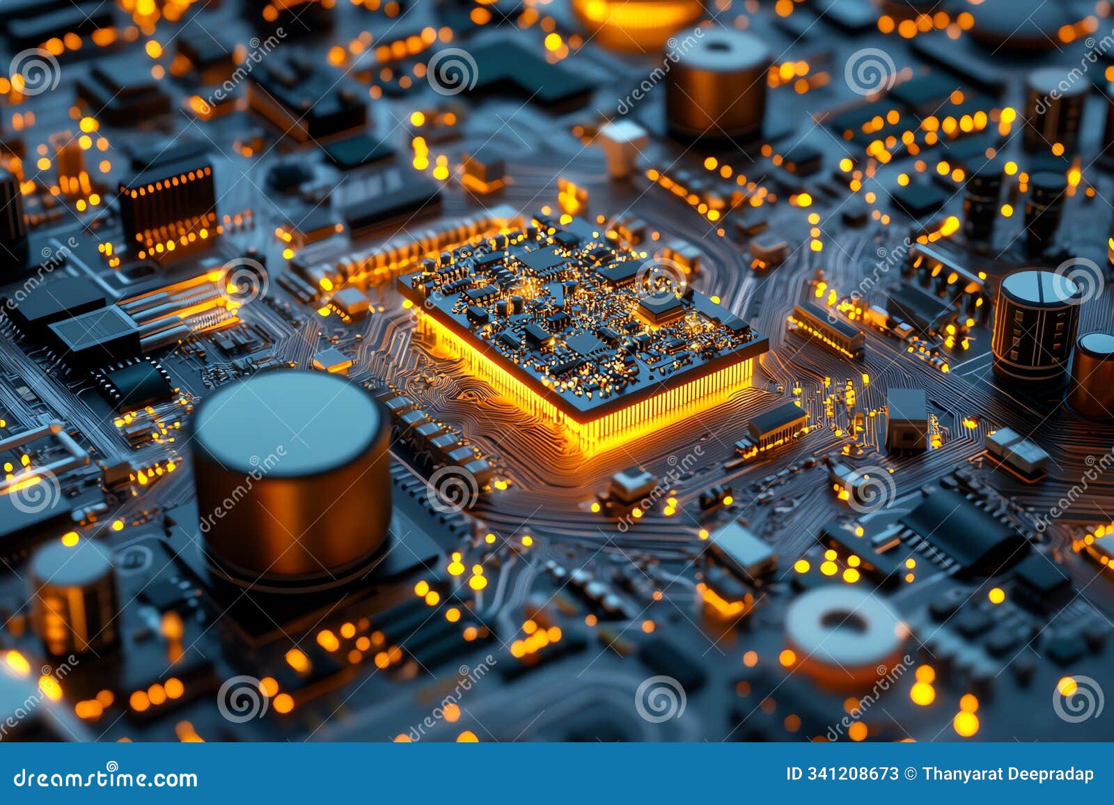 Magnified Circuits, Detailed Pathways, Tiny Components Display The ...