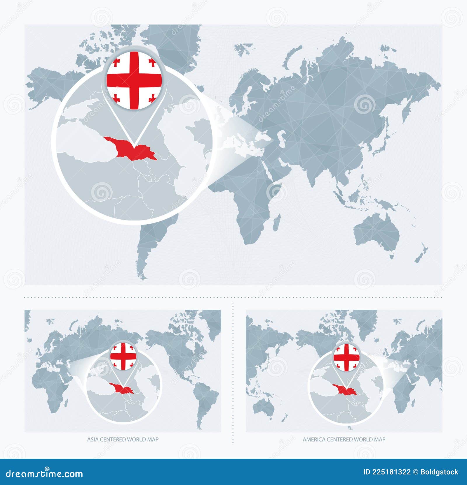 Georgia Is Magnified Over A World Map, Illustration With Airplane ...