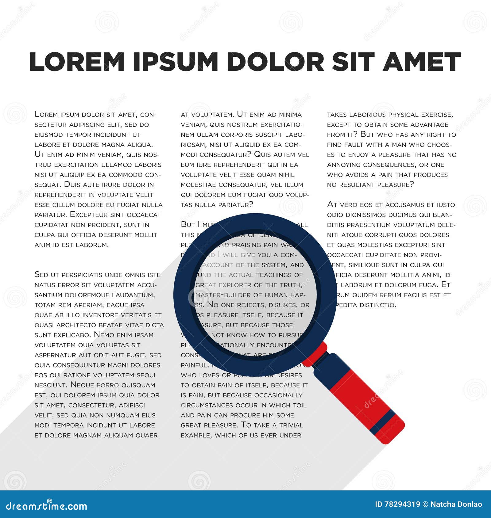 Magnified Document Inspection On Simple Blue Background Royalty-Free ...