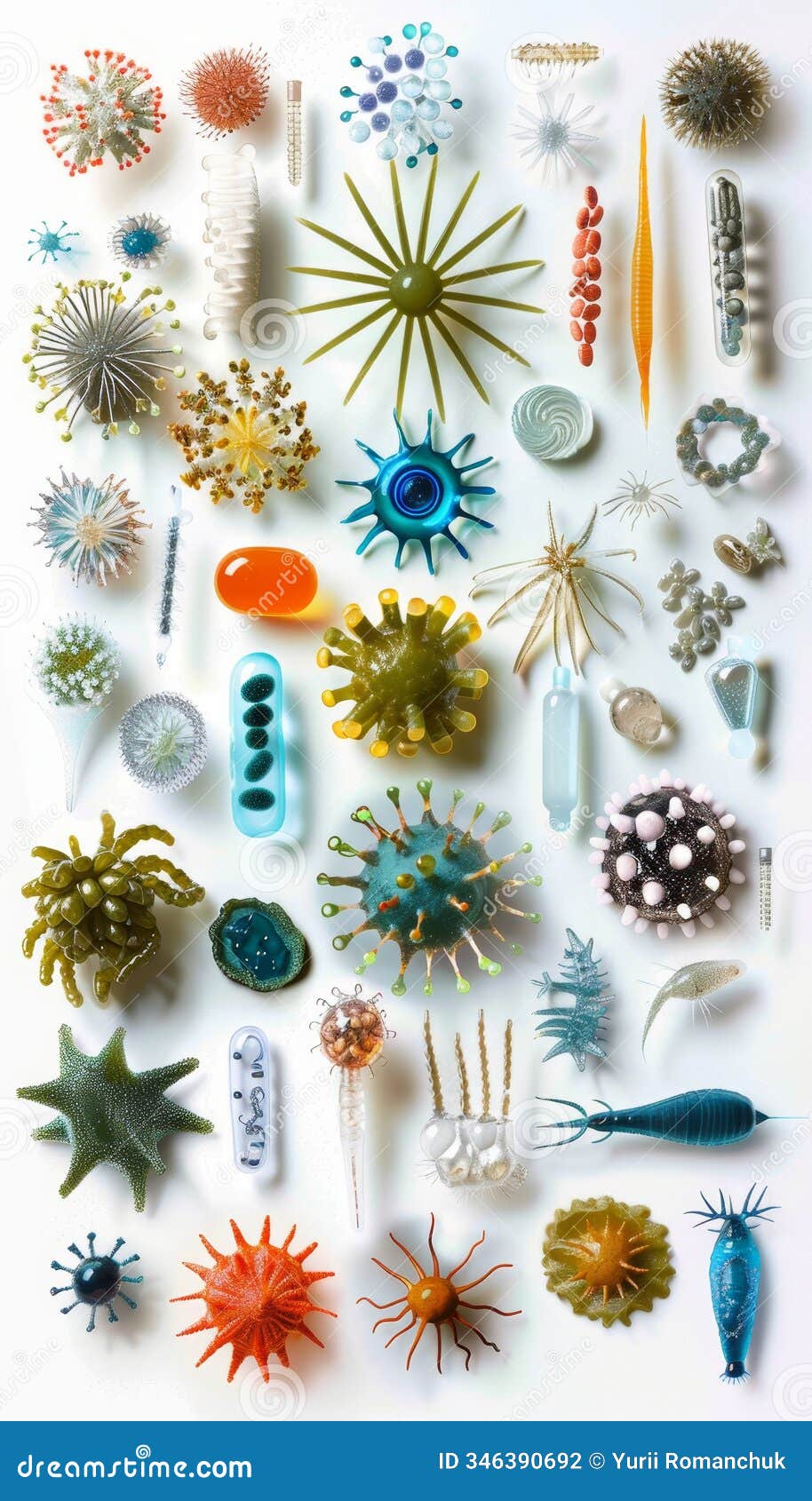 Magnified Microorganisms In Flask With Water 2D Cartoon Object ...