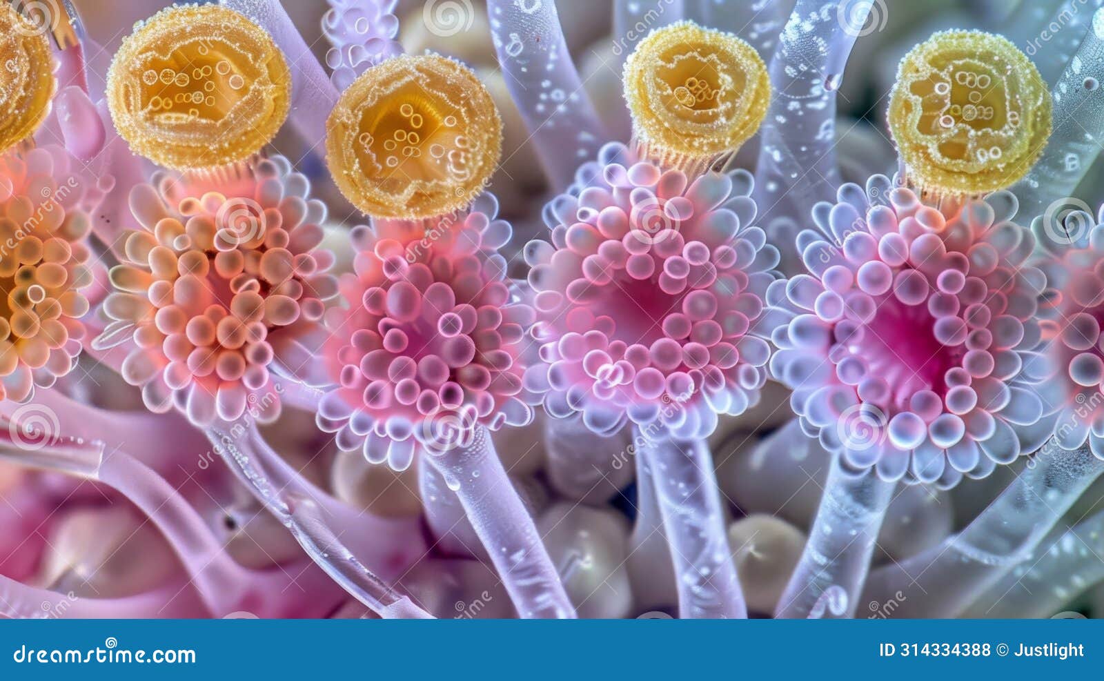 Magnified Pollen Grains Under The Light Microscope, White Background ...
