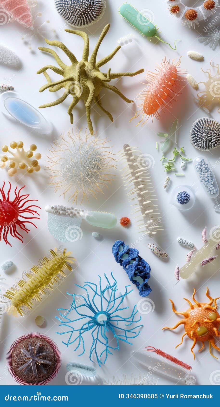 Magnified Microorganisms In Flask With Water 2D Cartoon Object ...