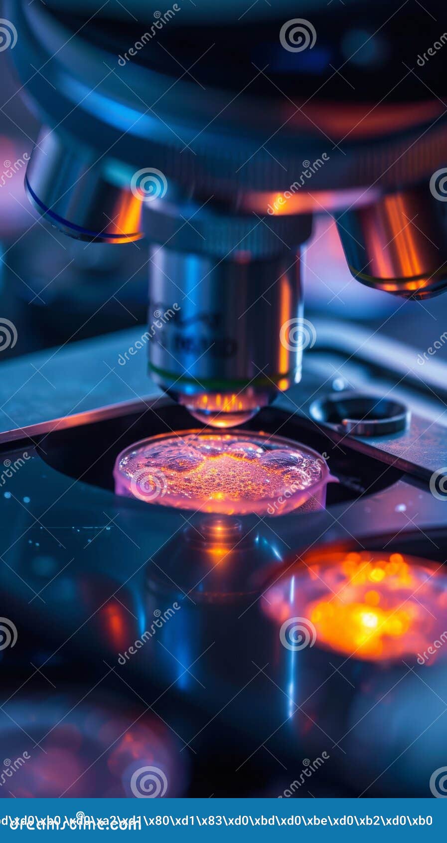 Magnified Image of a Single Stem Cell Highlighted with Neon Glows To ...