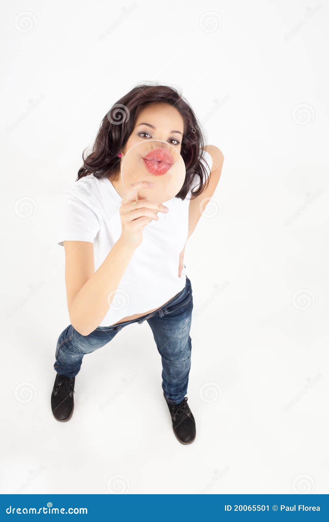 Magnified Lips of a Brunette Woman Stock Image - Image of casual ...