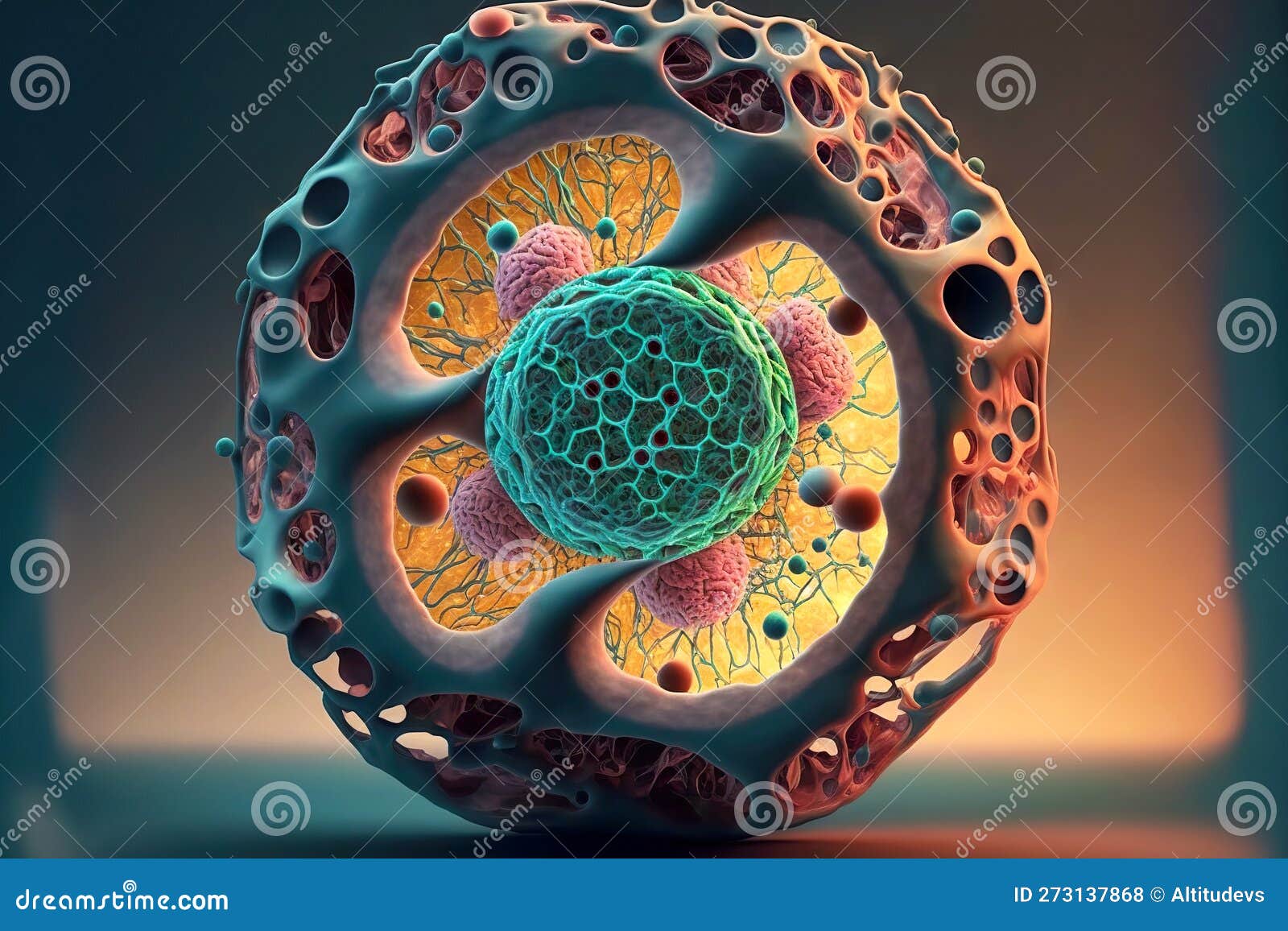Magnified Model in Microscope Cell Division with Nucleus Stock ...