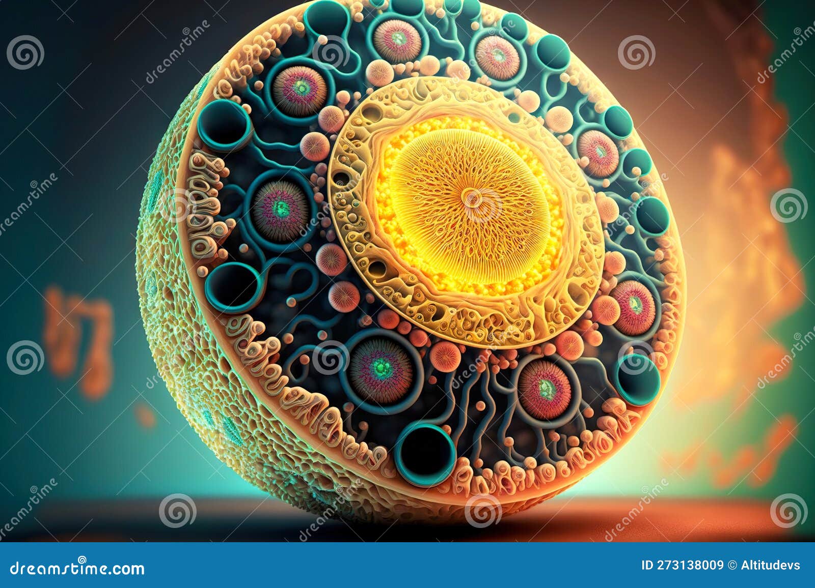 Magnified Model in Microscope Cell Division with Nucleus Stock ...