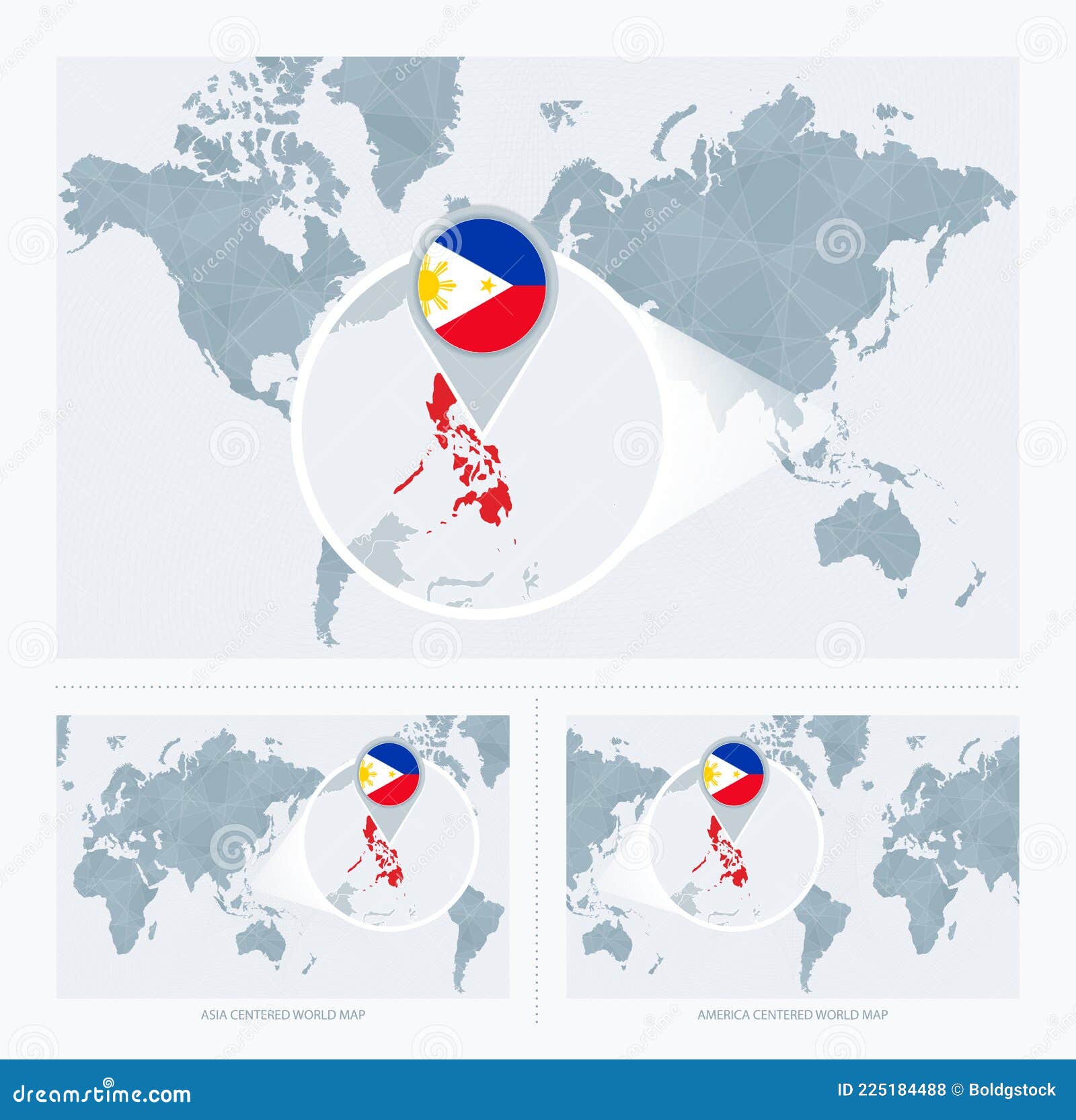 Philippines Is Magnified Over A World Map, Illustration With Airplane ...