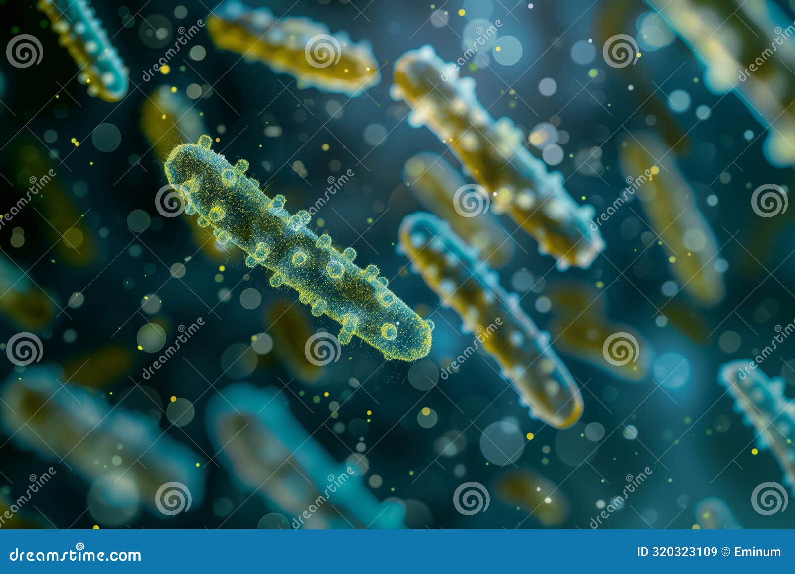 Magnified Under Microscope, Virus or Bacteria Microbial Particles ...