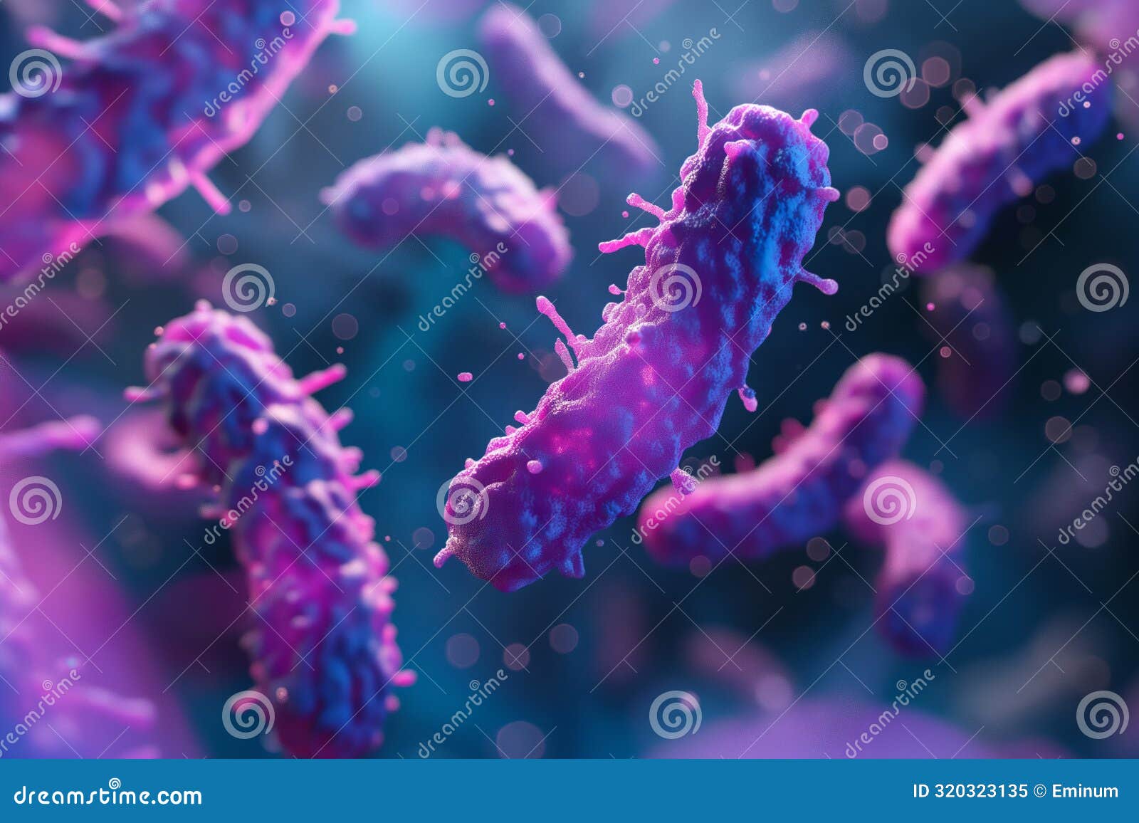 Magnified Under Microscope, Virus or Bacteria Microbial Particles ...