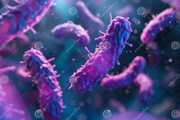 Magnified Under Microscope, Virus or Bacteria Microbial Particles ...