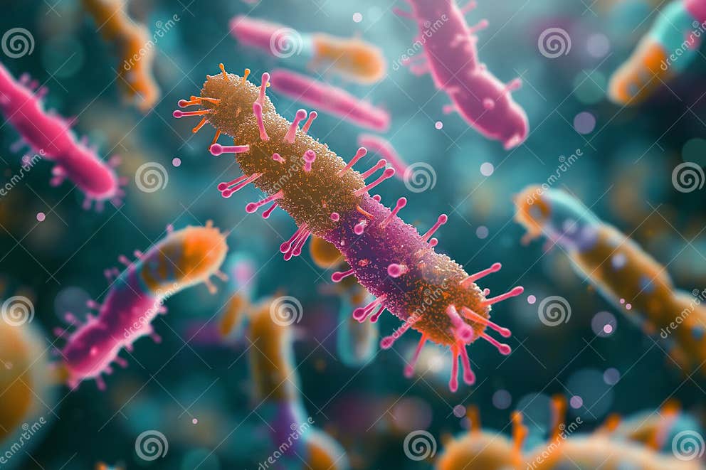 Magnified Under Microscope, Virus or Bacteria Microbial Particles ...