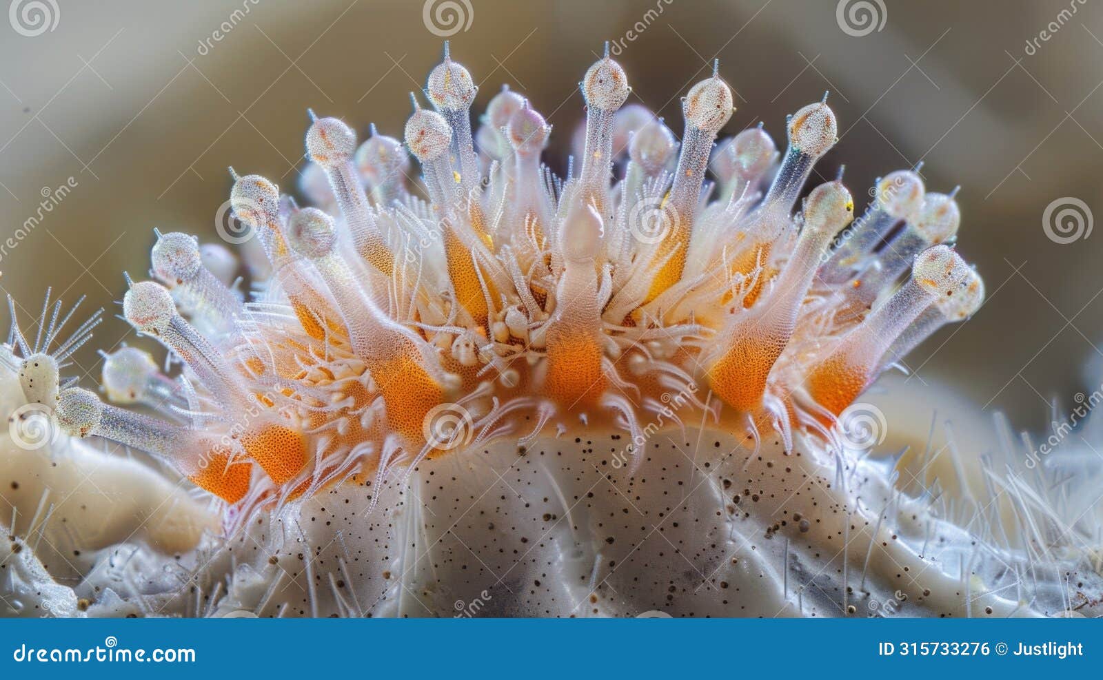 A Magnified View of a Budding Spore with Tiny Hairlike Structures ...