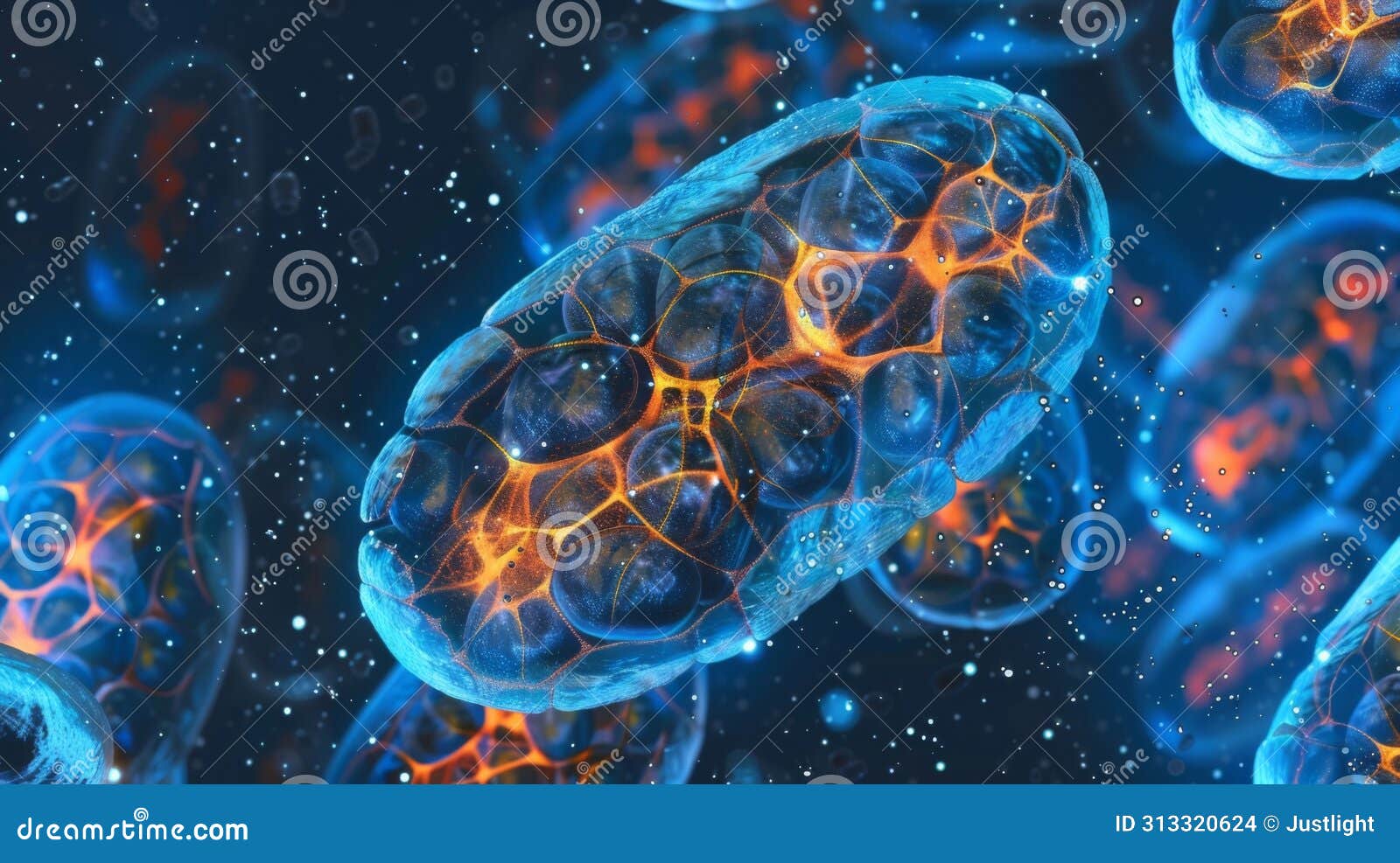 A Magnified View of a Mitochondrion Under a Microscope Showing Its ...