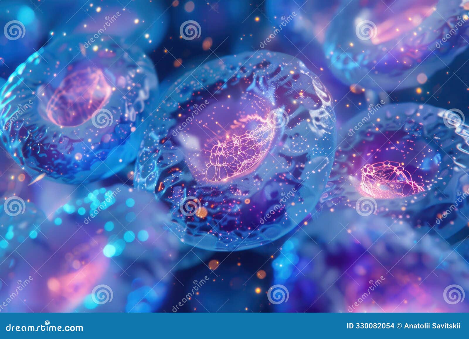 A Magnified View Showcases Cellular Structures with Distinct Nuclei and ...