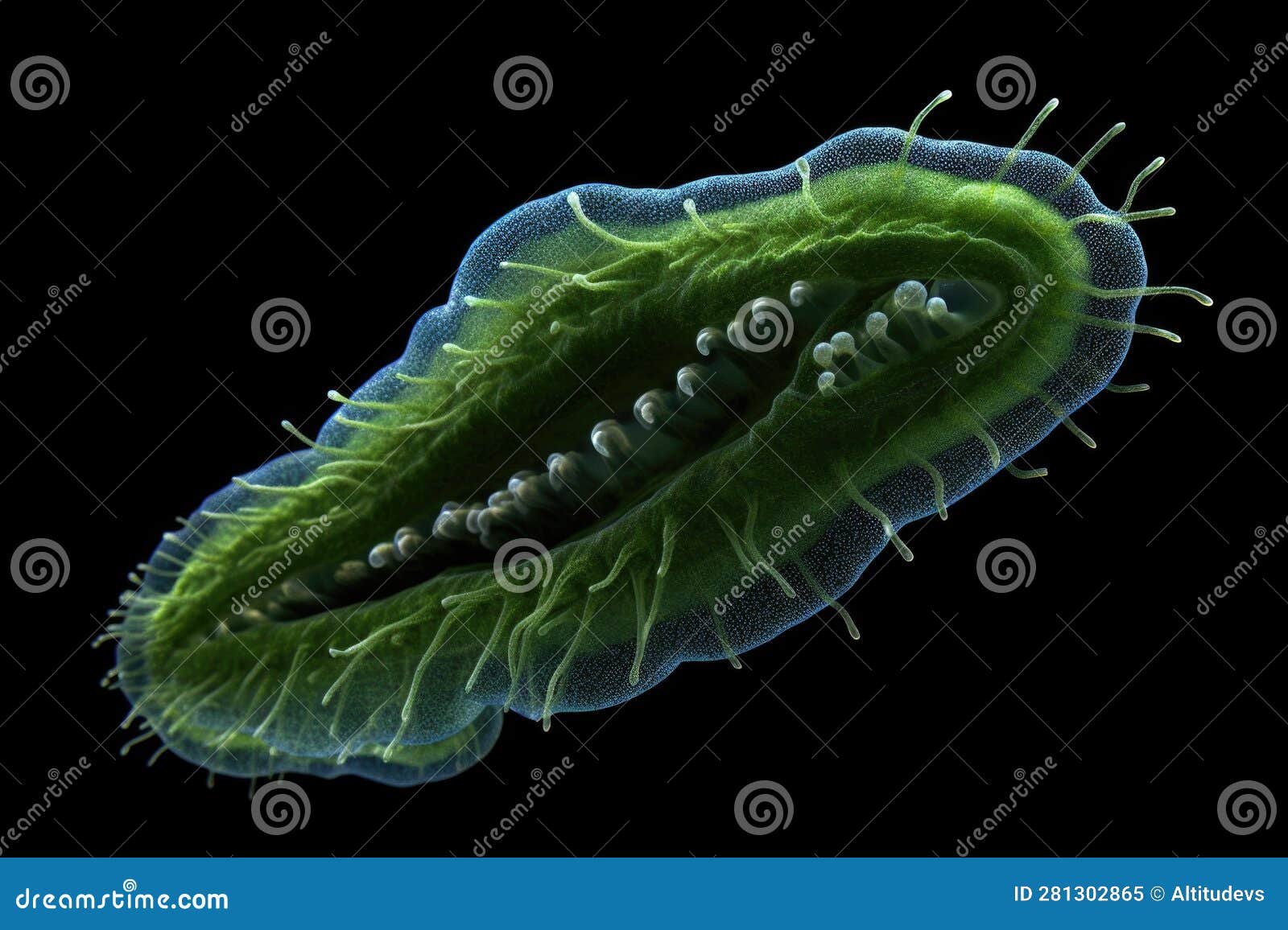 Magnified View of a Single-celled Euglena Swimming Stock Illustration ...