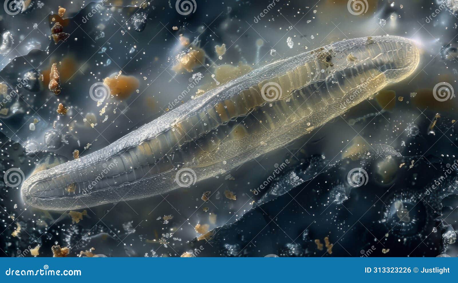 Magnified View of a Thin Long Worm Egg with a Translucent Smooth ...