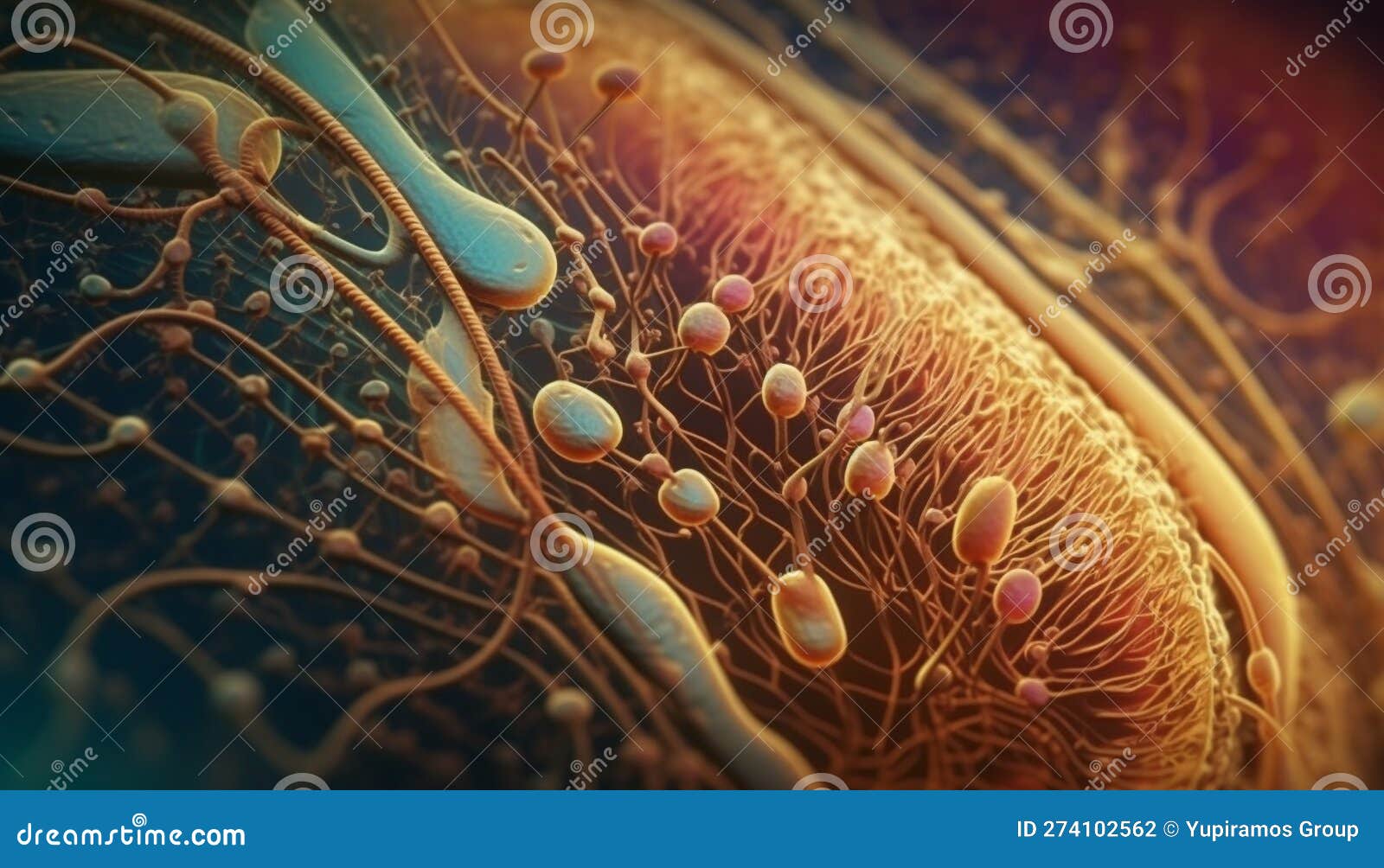 Magnified Virus, Bacterium, and Cell Structure Abstract Generated by AI ...