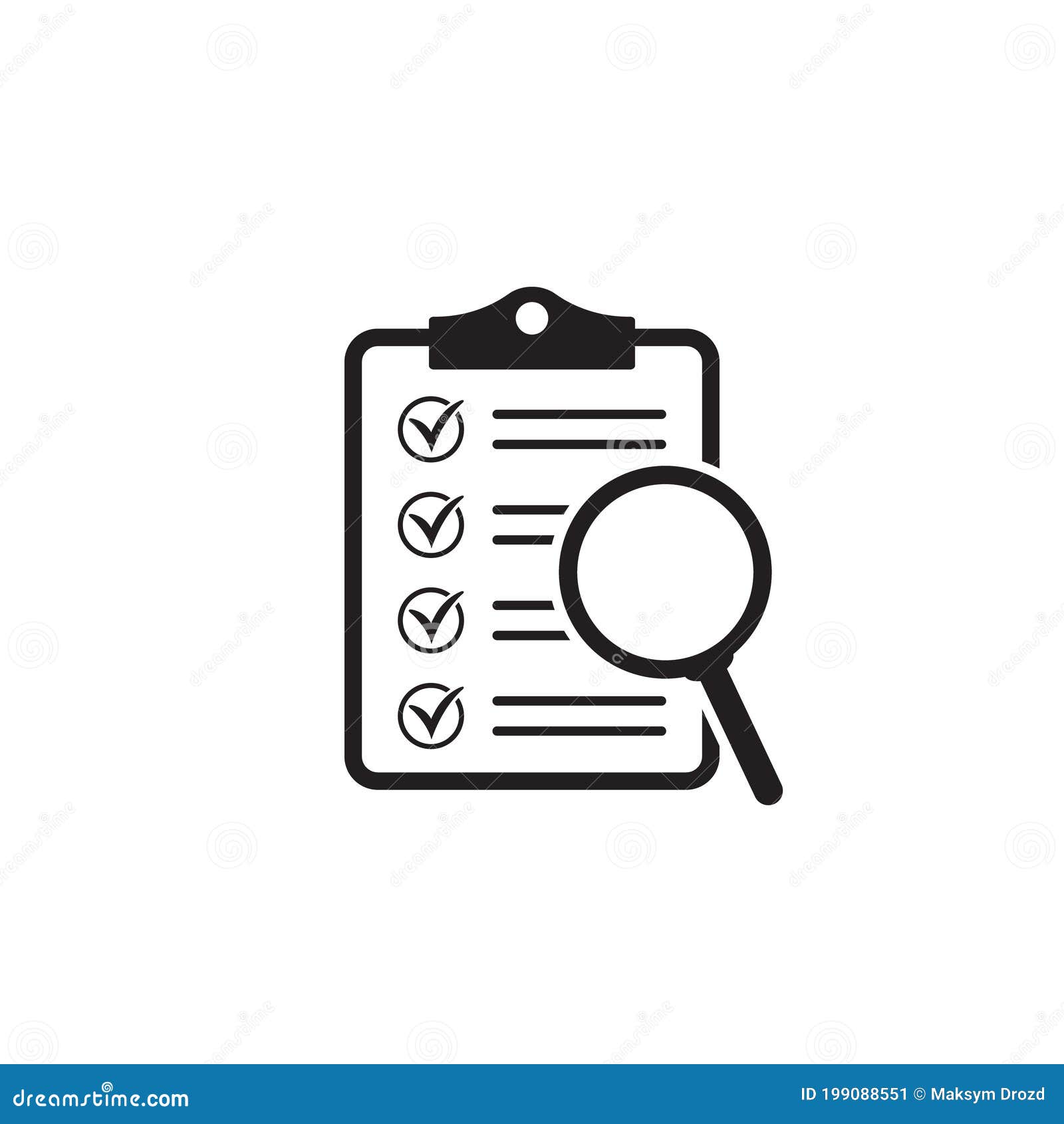 Magnifier Assessment Checklist Icon Stock Vector - Illustration of ...
