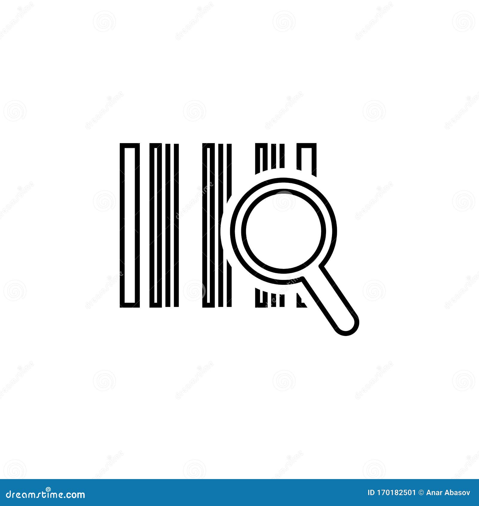 Magnifier and Bar Code Outline Icon. Element of Logistic Icon for ...
