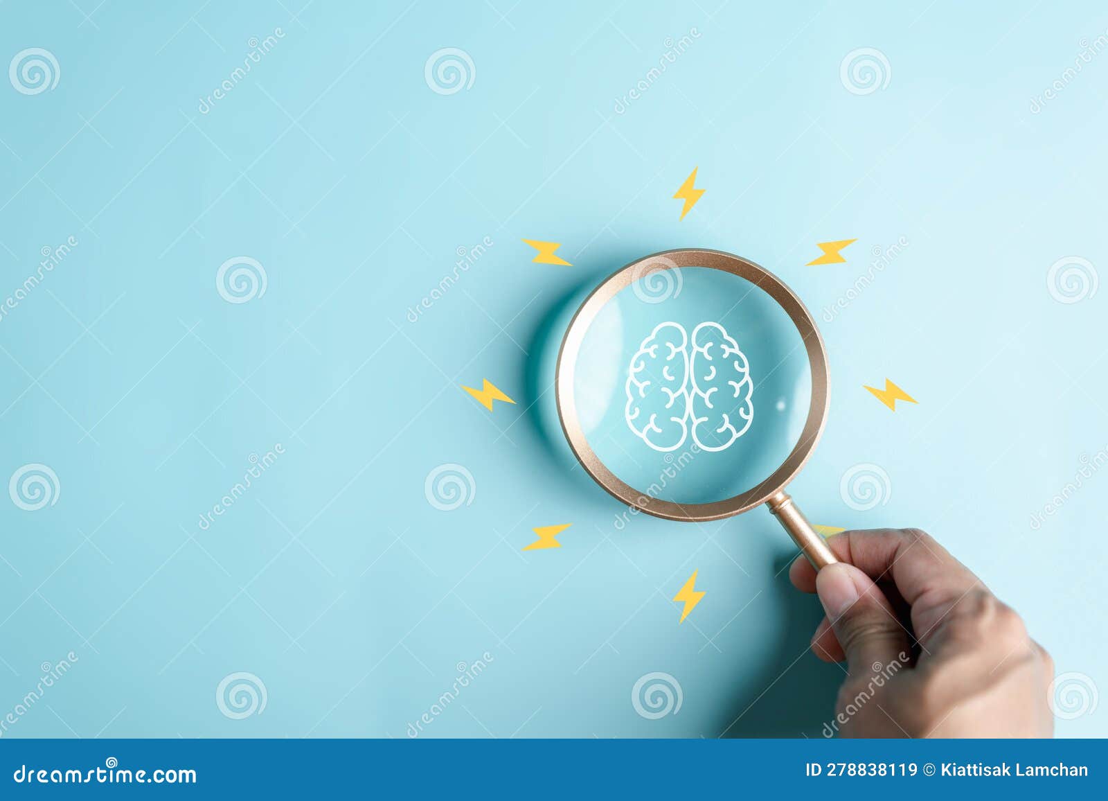 Magnifier with Brainstorm Onside To Smart, Idea, Creative, Thinking ...