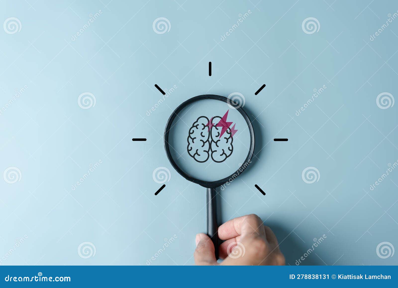 Magnifier with Brainstorm Onside To Smart, Idea, Creative, Thinking ...