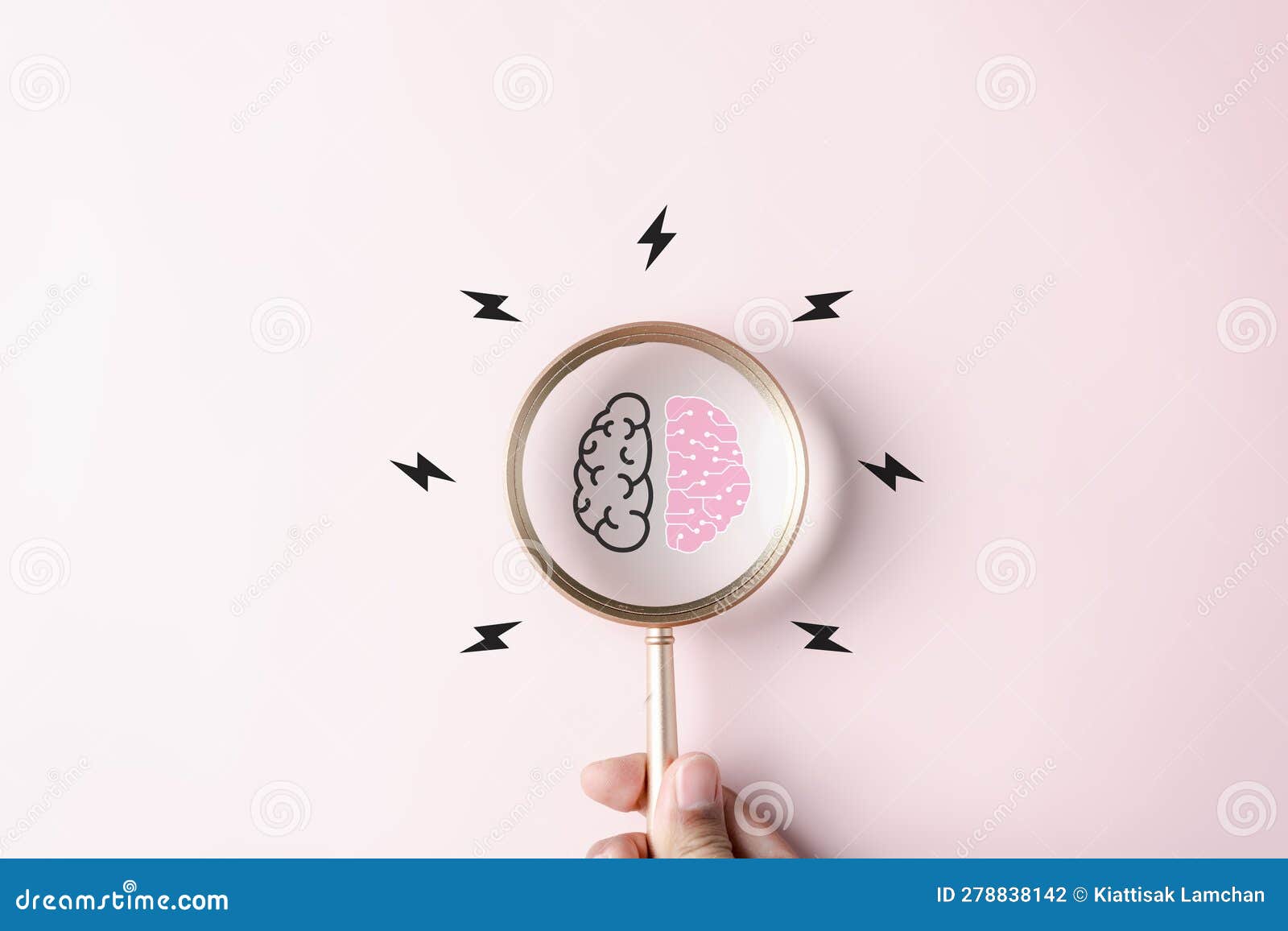 Magnifier with Brainstorm Onside To Smart Idea Creative Thinking ...