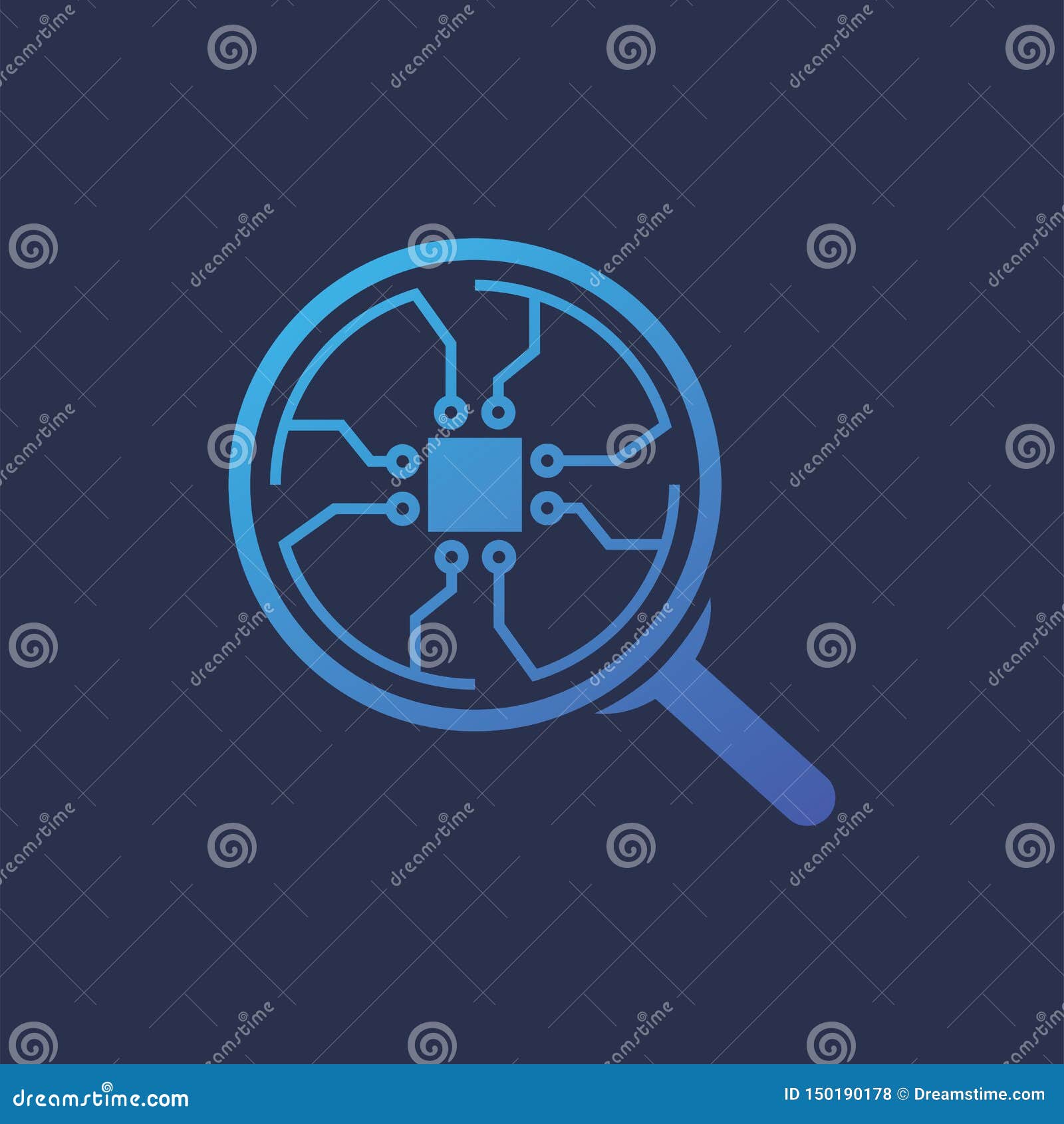 Magnifier Chip Connection Circle Logo Stock Vector - Illustration of ...