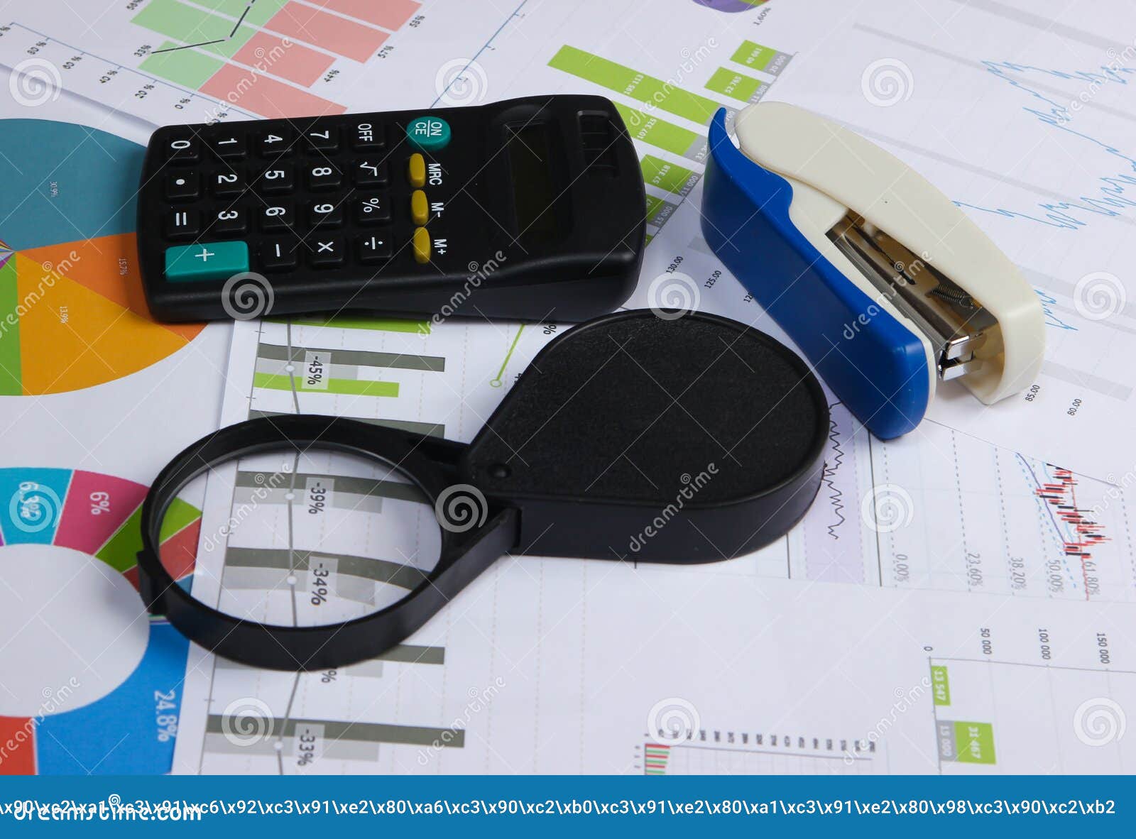 Charts stock image. Image of magnifying, profit, glass - 213790993