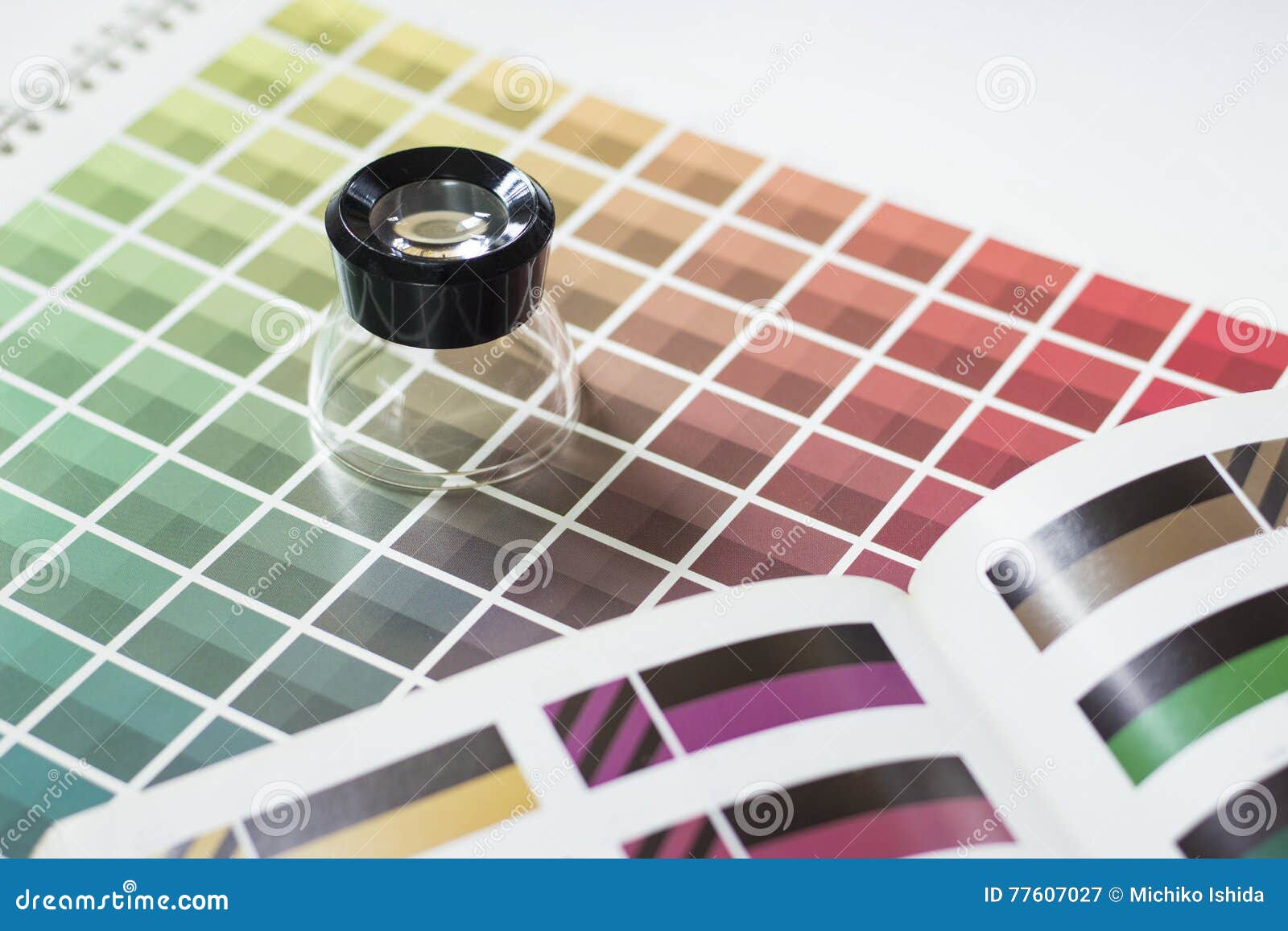 Magnifier on a color chart stock image. Image of magnify - 77607027
