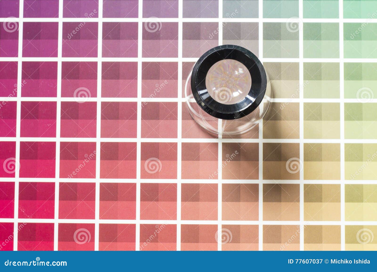 Magnifier on a color chart stock image. Image of supply - 77607037