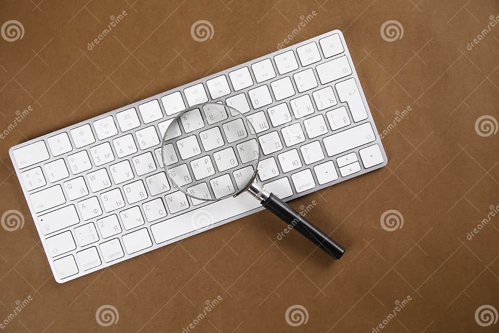 Magnifier on the Computer Keyboard Stock Image - Image of information ...