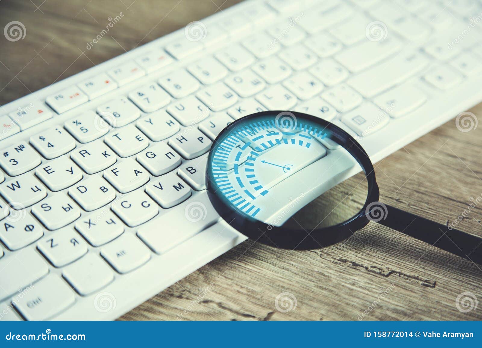 Magnifier on Computer Keyboard Stock Photo - Image of keypad ...
