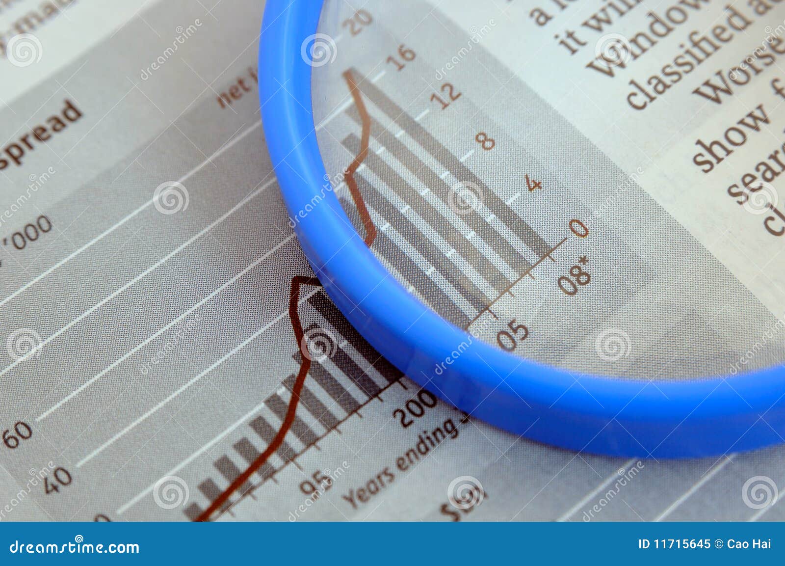 Magnifier and data sheet stock image. Image of finance - 11715645