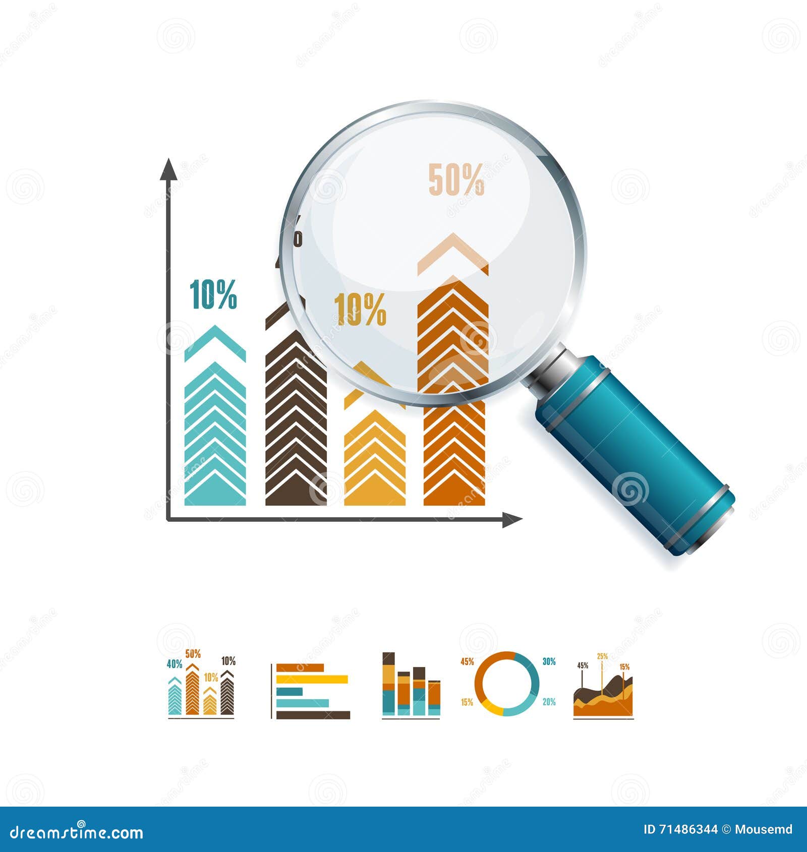 Magnifier and Diagram Business. Vector Stock Vector - Illustration of ...