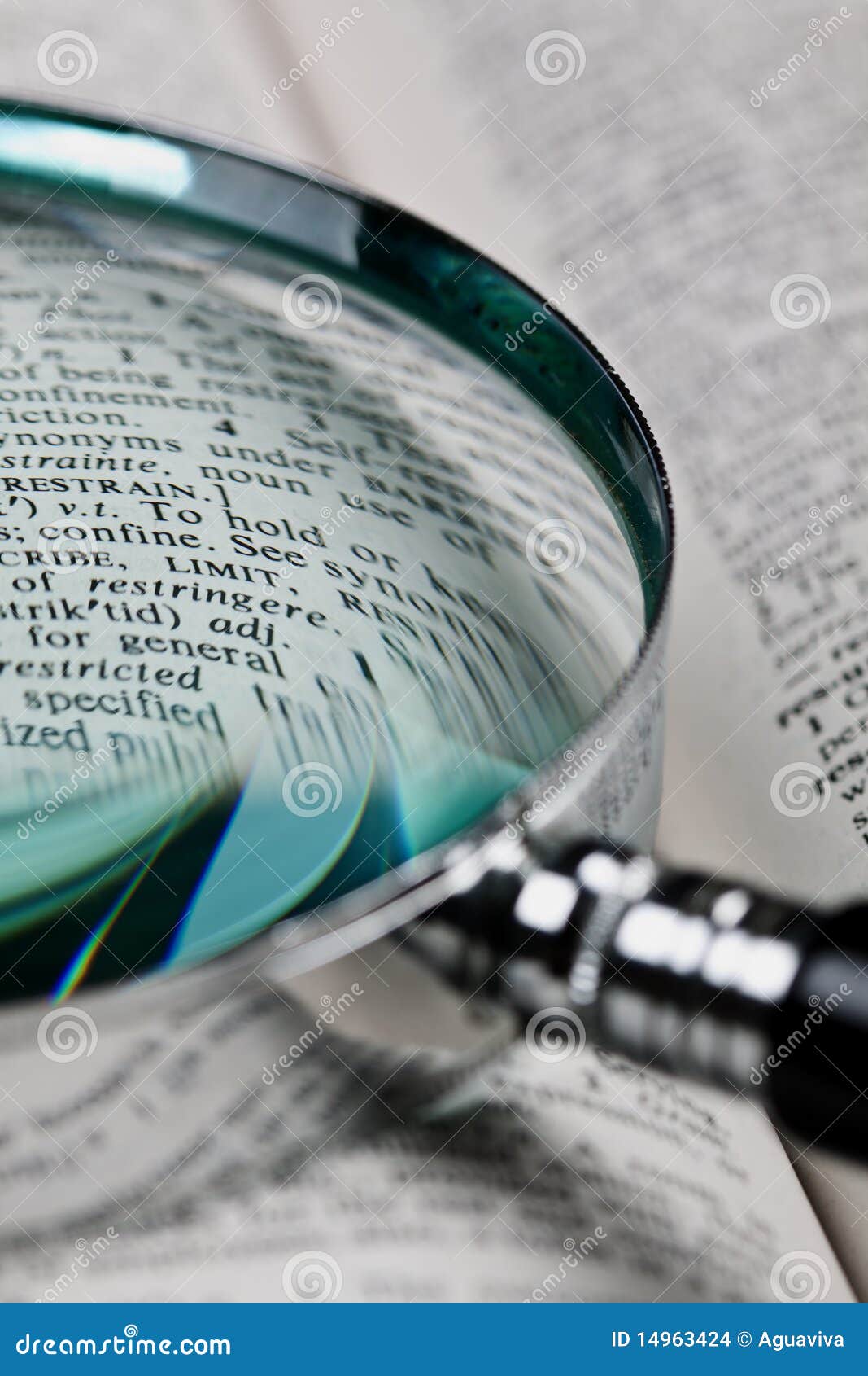 Magnifier and dictionary stock photo. Image of magnify - 14963424
