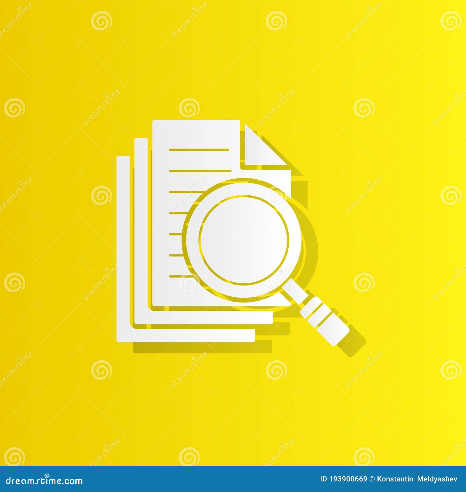 Magnifier on the Document File White Icon with Shadow Stock Vector ...