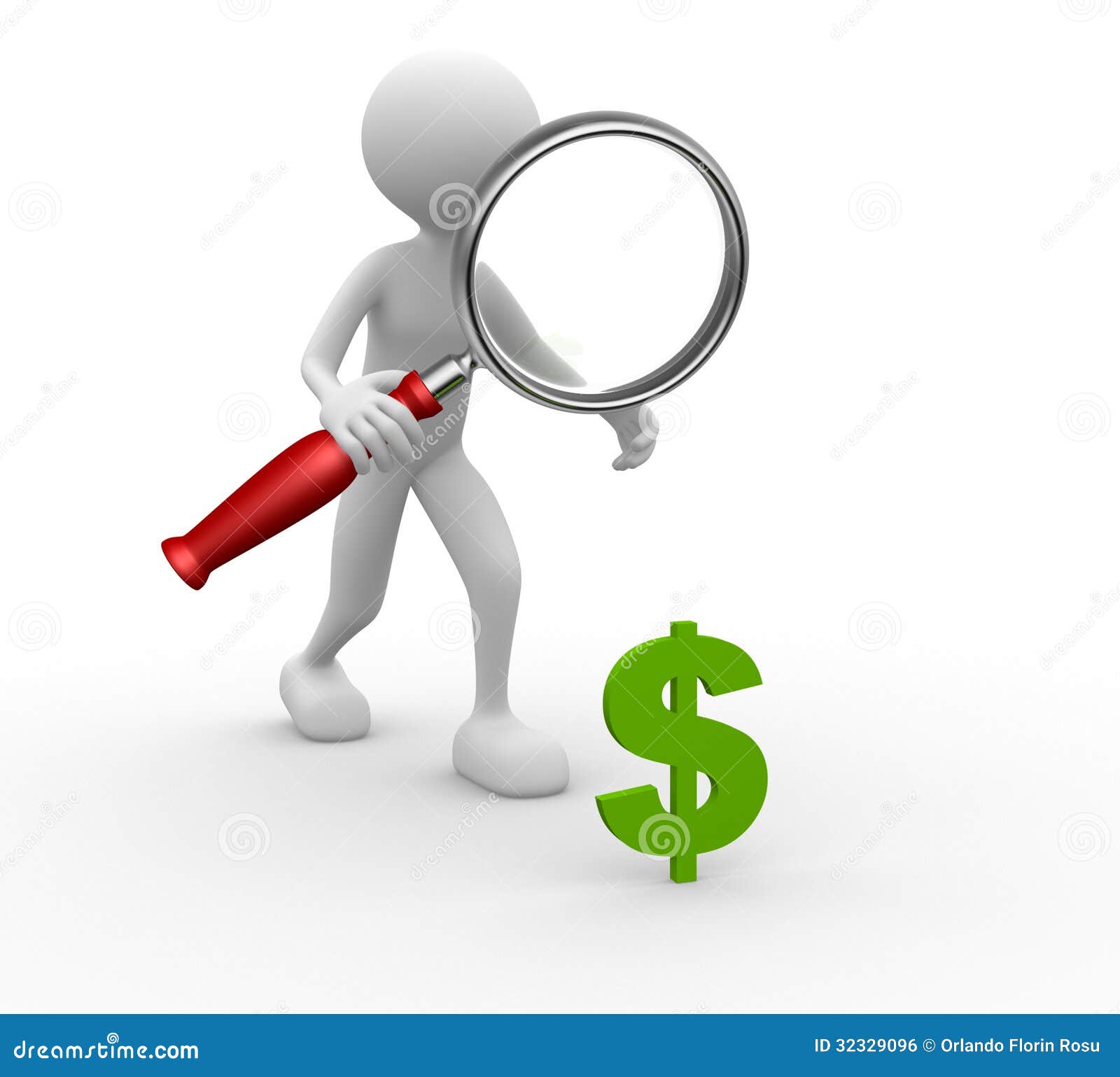 Magnifier and dollar sign stock illustration. Illustration of ...
